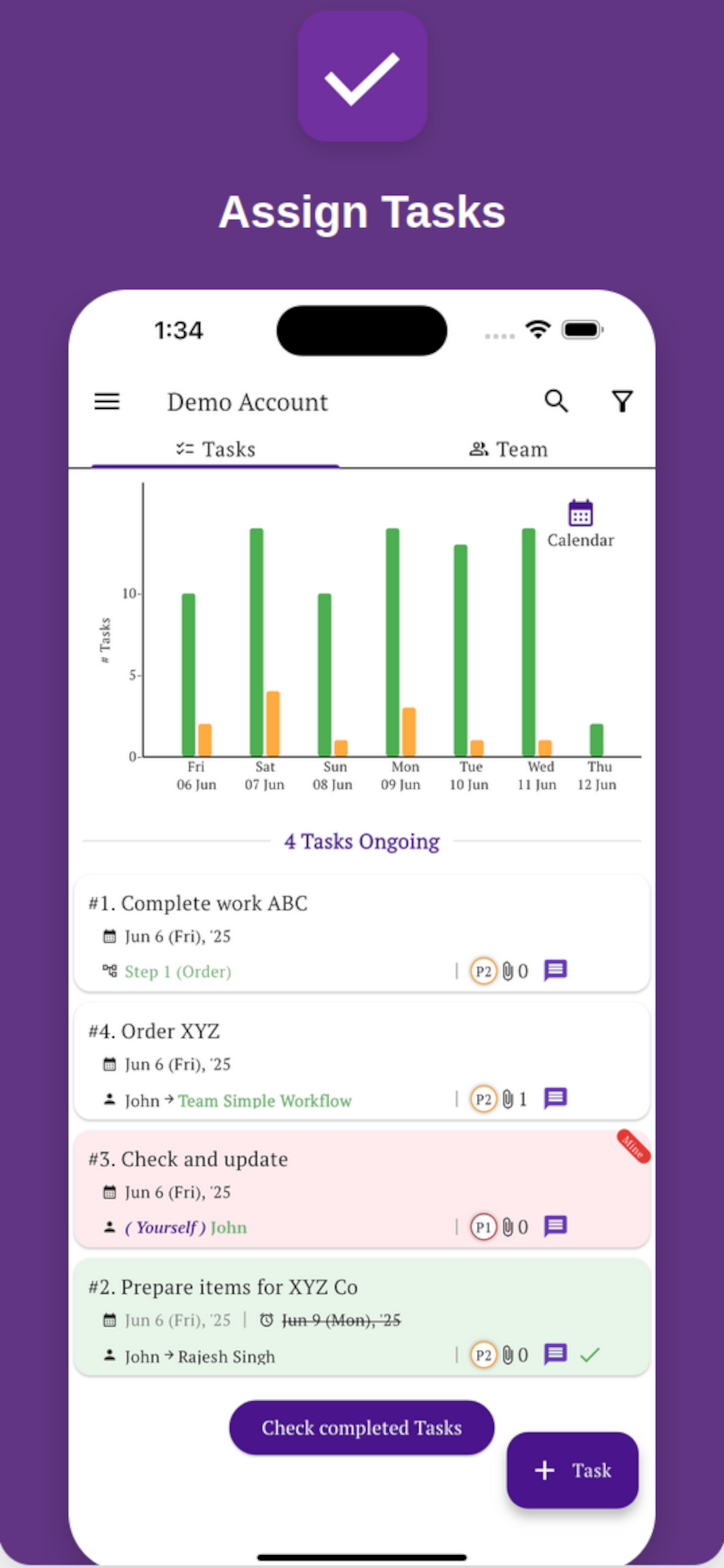Simple Workflow Team Tasks Workflows
